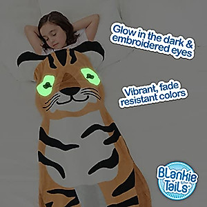 Blankie Tails Wearable Tiger Blanket for Kids - Double Sided, Soft, Fleece Animal Blanket - Use for Sleepover, Bedding, Bed, Costume, Pajamas, Sleeping Bag - Toys Tiger Gifts for Girls and Boys