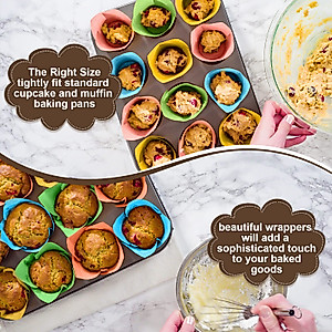 400 Pcs Tulip Cupcake Liners Baking Cups Tulip Muffin Liners Wrappers Greaseproof Tulip Baking Cups Holders for Christmas Wedding Birthday Baby Shower Party Supplies (Green Yellow Blue Pink)