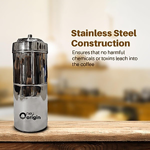NeuOrigin Steel Filter Coffee Maker/South Indian Filter Coffee Maker/Traditional Coffee Maker/ 2-4 Cups of Coffee/Mysore Coffee Filter
