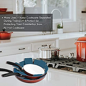 Pan Pot Protectors, Larger & Thicker Pan Protector Pads, Orange/Gray/Cyan Pan Protectors Available, 3 Different Sizes, 12 Pcs Pot Seperator Pads for Protecting and Stacking Your Cookware(Cyan)