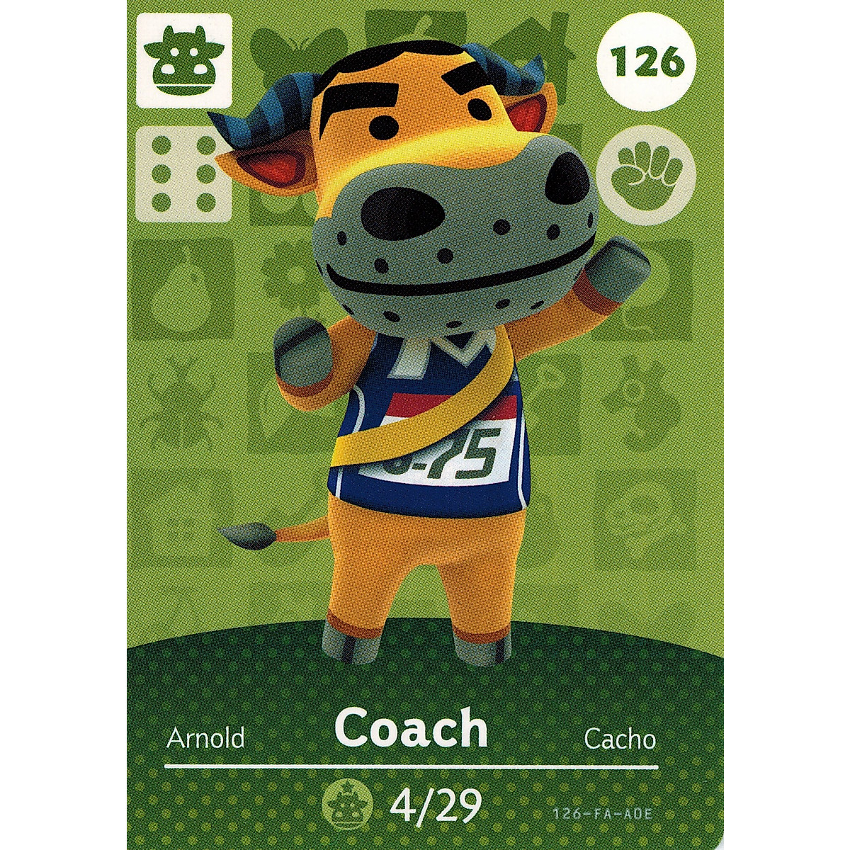 Nintendo Animal Crossing Happy Home Designer Amiibo Card Coach 126/200 USA Version