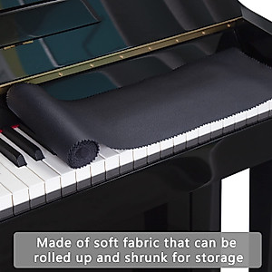 Mooson Piano Keyboard Anti-Dust Cover High Technology Fabric Key Cover Cloth Fit For Upright Piano, Electric Piano & Grand piano (Dark blue) (Black)