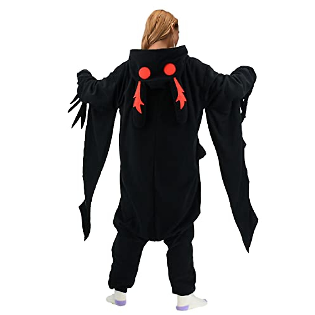Mothman Halloween Onesie Adult Pajamas Cosplay Animal Homewear Sleepwear Jumpsuit Costume for Women Men