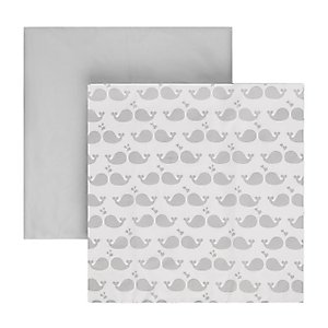 Tadpoles 2-Piece Whales Crib Sheets | Collection of 2 Fitted Crib Sheets | Made of 100% Brushed Microfiber Polyester | Soft, Smooth, Breathable & Durable | Ideal for Babies | Grey & White