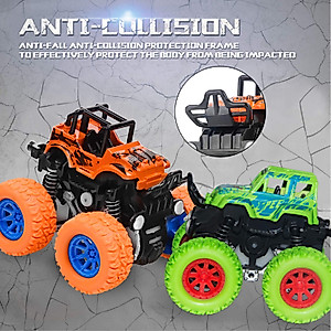 taessv Monster Truck Toys - Friction Powered Toy Cars Push and Go Vehicles for Kids Best Christmas Birthday Party Gift for Boys Girls Aged 3 and Above 4-Pack