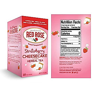 Red Rose Sweet Temptations Bundle! 6 Flavor Sugar Cookie, Banana Foster, Caramel Apple Pie, Blueberry Muffin, Lemon Cake & Strawberry Cheesecake! 0 Calories, Gluten Free and Caffeine Free Herbal Tea!