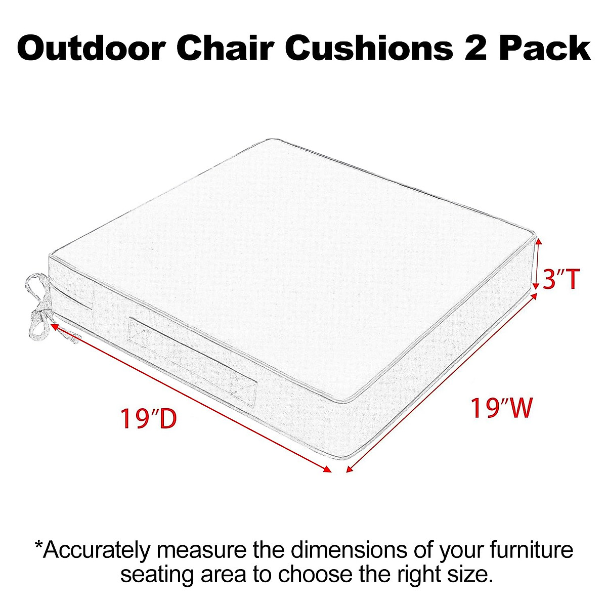 Favoyard Patio Chair Cushions 19×19×3 Inch Rainproof & 3-Year Color Resistant Seat Cushion for Outdoor Furniture with Removable Cover, Hidden Zipper, Handle & Attach Straps Set of 2, Green Floral