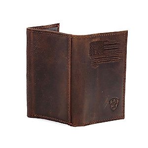 M & F Men's Trifold USA Flag & Logo Leather Wallet