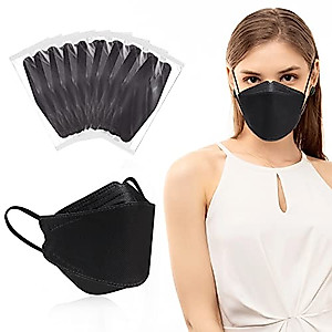 60 PCS KF94 Mask, 3D Fish Type Individually Wrapped KF94 Mask Black, 4 Layer Safety Breathable Comfortable KF94 Masks for Adults, Individually Package KF94 Face Masks Suitable for Daily Protection