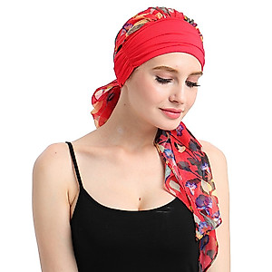 Knits Fitted Turban Hat for Cancer Women DIY Easy Tie Chemo Bandana