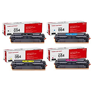 4 Pack 054 BK/C/M/Y Toner Cartridge: Compatible CRG054 Replacement for Canon 054 CRG-054 for Canon imageCLASS MF642Cdw MF644Cdw MF640C MF641Cw MF643Cdw MF645Cx LBP621Cw LBP623Cdw LBP622Cdw Printer