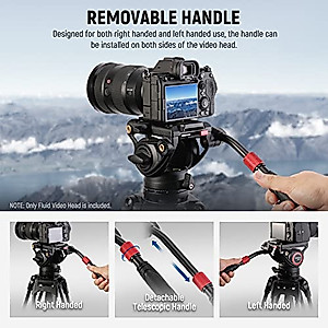 NEEWER Video Tripod Fluid Head with Quick Release Plate Compatible with DJI RS Gimbals Manfrotto, Telescopic Handle & Scaled Base (⌀75mm) for Panorama, Heavy Duty for DSLR Video Cameras, GM002