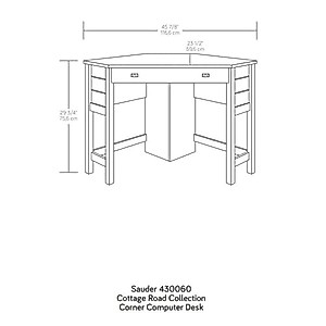 Pemberly Row Coastal Engineered Wood Corner Desk in Mystic Oak