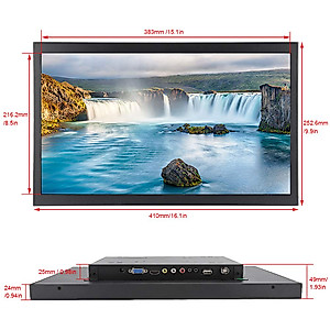 17.3 Inch Display Full HD Embedded Industrial Metal Monitor Normal Non-Touch Version, 1920x1080 Physical Resolution WLED Display 400CD/Mm2 Normal Screen (Does Not Support