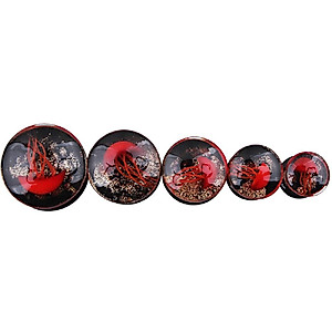 NewZenro Glass Ocean Jellyfish Ear Plugs Gauges Tunnel Expanders Stretcher Unique Earrings Double Flared Piercings Body Jewelry Blue Red Set (9/16"(14mm))