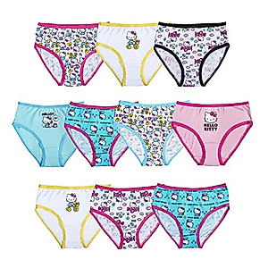 Hello Kitty Girls' 100% Combed Cotton Underwear 7pk and 10pk Panties in 2/3T, 4T, 4, 6 and 8, Hk10pk
