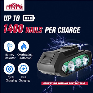 Dextra Cordless Electric Nail Gun 20V, 18 Gauge 2 in 1 Cordless Nail Gun/Staple Gun, Battery Powered with 2.0Ah, Fast Charger,Brushless Motor,Staples and Nails for Trim,Carpenter,Upholstery