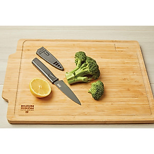 Kuhn Rikon Colori Non-Stick Straight Paring Knife with Safety Sheath, 4 inch/10.16 cm Blade, Licorice