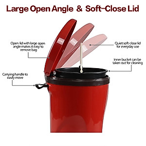 Xowine 2.6 Gallon Round Plastic Garbage Bin with Step Foot Pedal, Small Step-on Trash Can, Red