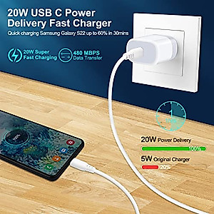 Super Fast Charger Type C Charging Block for Samsung Galaxy A13 5G/A14/A53/A03S/A54/A33/A23/ S23 Ultra/S22/S21/S20/Z Flip 4/Z Fold 4, USB C Wall Charger Box for iPhone 14 13 12 11,iPad,Google Pixel 7