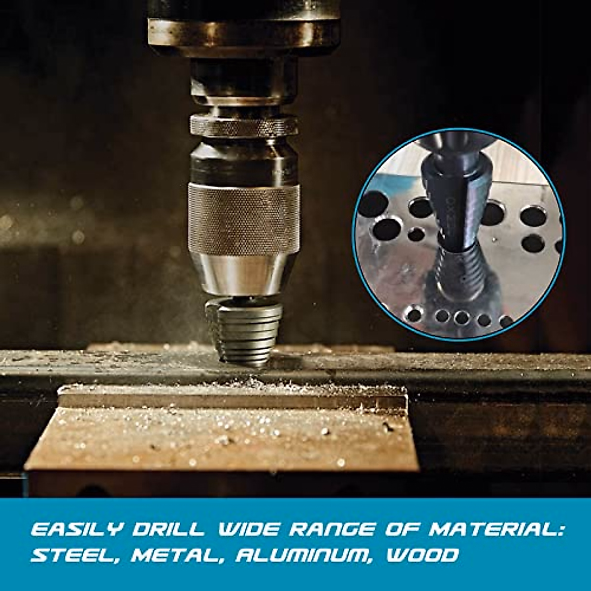 OXMUL Step Drill Bits for Metal, 1/8 to 1/2, Cobalt Bit, Heavy Duty for Stainless Steel,Metal, Aluminum, Wood, Copper, Wood, 13-Steps. #202