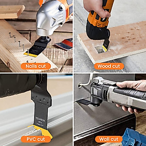 JTWEB Titanium Oscillating Tool Blade, 10PCS Oscillating Saw Blades Metal Cutting Multi Tool Blades Kits Wood and Metal Nails Plastic, Multitool Blades fit Dewalt Milwaukee Bosch Dremel Rockwell