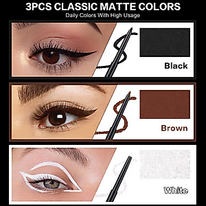 SUSIKEKI 10pcs Colored Gel Eyeliner Pencil With Built-in-Sharpener Set Chameleon Metallic Glitter Matte Eye Liner Waterproof Long Lasting Eye Makeup Pen White Black Brown Rainbow Eyeliners Gift Sets