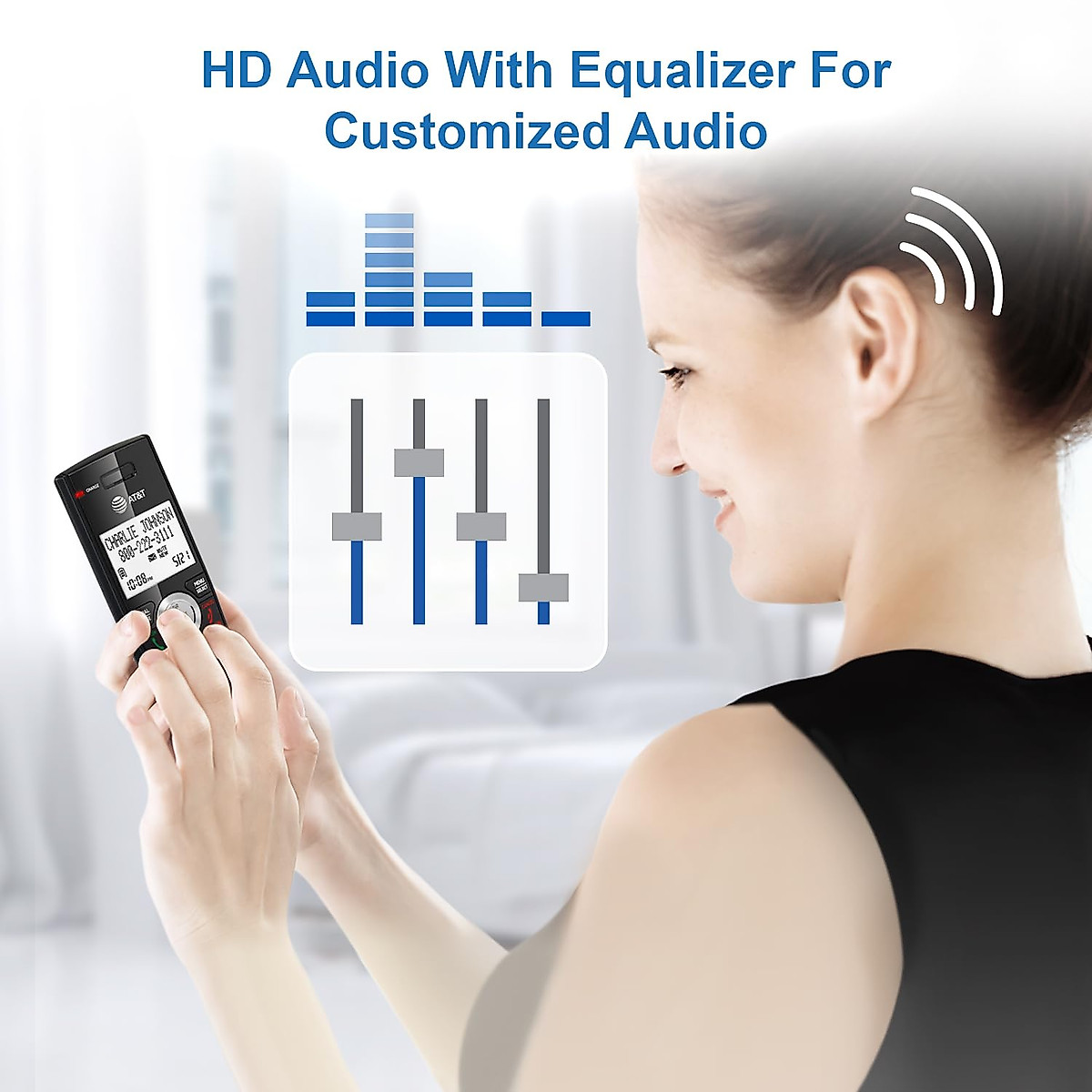 AT&T CL82267 DECT 6.0 2-Handset Cordless Phone for Home with Answering Machine, Call Blocking, Caller ID Announcer, Intercom and Long Range, Black & Wood Grain Finish