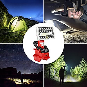 WaxPar 2000LM for Milwaukee Light for Milwaukee M18 18V Lithium Battery 18W Cordless Lantern Floodlight Spotlight with 110° Pivoting,300° Rotate, Clip Design, USB Port