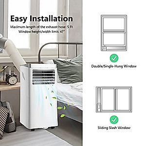 PETSITE Portable Air Conditioner, 8000 BTU AC Cooling Unit with Remote Control, 3-in-1 Air Conditioners with Dehumidifying, Fan & Air Cooler Function, Cools Up to 230 sq.ft