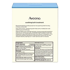 Aveeno Soothing Bath Treatment with 100% Natural Colloidal Oatmeal for Treatment & Relief of Dry, Itchy, Irritated Skin Due to Poison Ivy, Eczema, Sunburn, Rash, Insect Bites & Hives, 8 ct.
