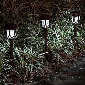 EXCMARK 10 Pack Solar Lights Outdoor Decorative, Solar Pathway Lights Outdoor, Solar Powered Garden Yard Lights for Walkway Sidewalk Driveway.