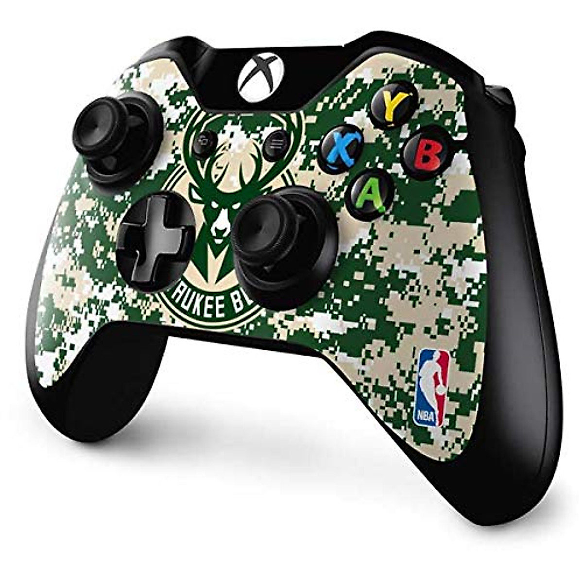 Skinit Decal Gaming Skin Compatible with Xbox One Controller - Officially Licensed NBA Milwaukee Bucks Camo Digi Design