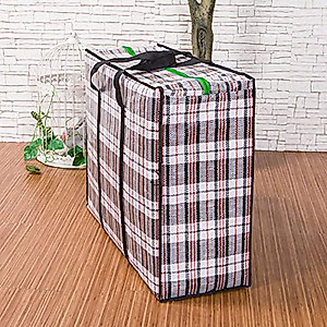 CLARA Large Checkered Storage Bag Oversized Waterproof Moving Totes Carrying Bag Luggage Bag Reusable Laundry Bag(Black, 24×24’’)