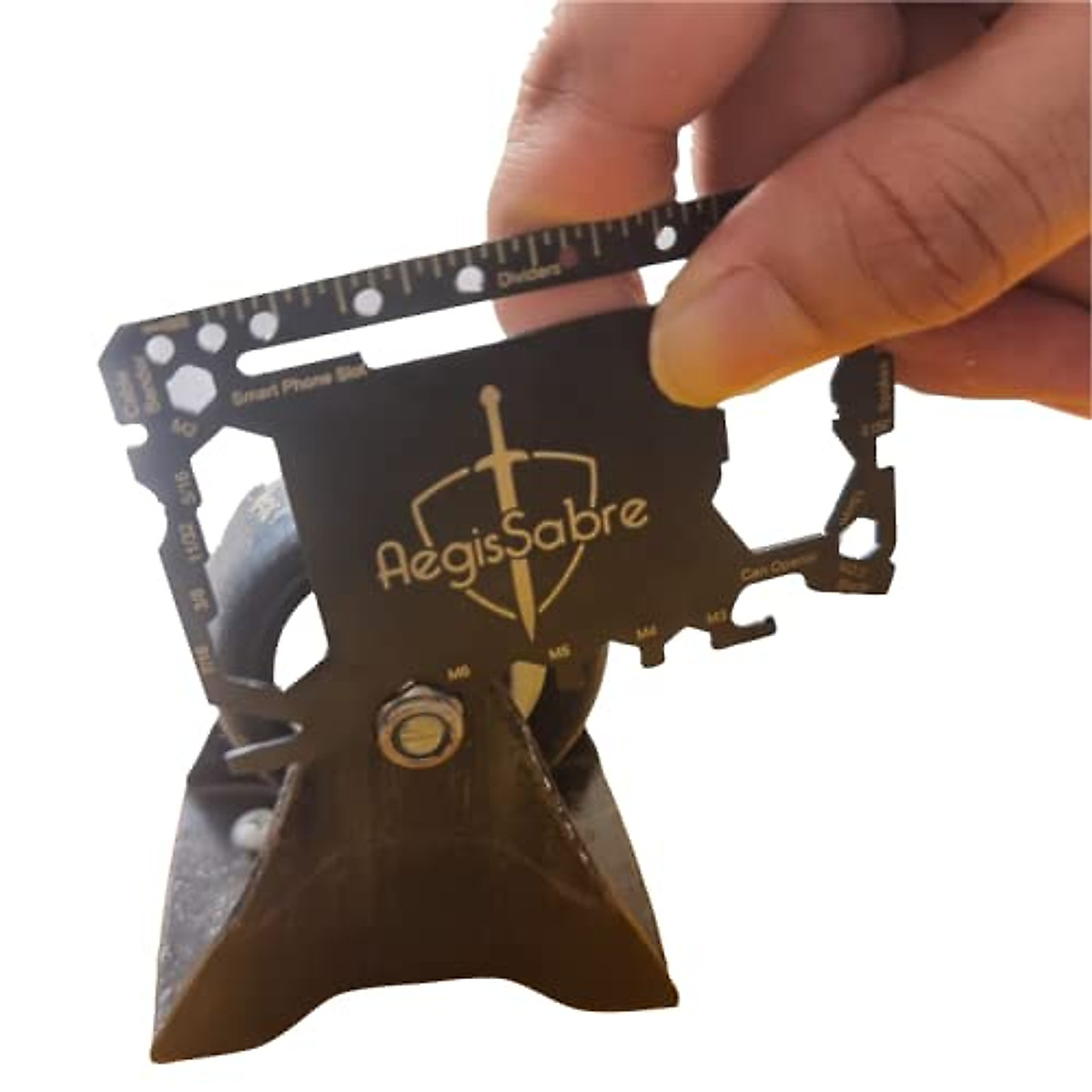 AegisSabre 50 in 1 Credit Card Sized Multitool Fits Wallet and bottle opener Minimalist Everyday Carry Tool Amazing gift for him Husband Dad Men Valentine Gift Idea for him | Silver Edition