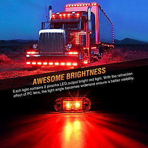 Nilight 2.5Inch Oval Side Marker Light 10PCS 2 Diode LED Trailer Fender Light Clearance Light Waterproof Surface Mounted for 10-30V Truck Camper Boat Lorry