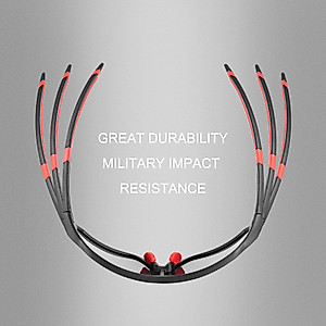 ROCKBROS Polarized Sunglasses for Men Women UV Protection Cycling Sunglasses (Black Red)