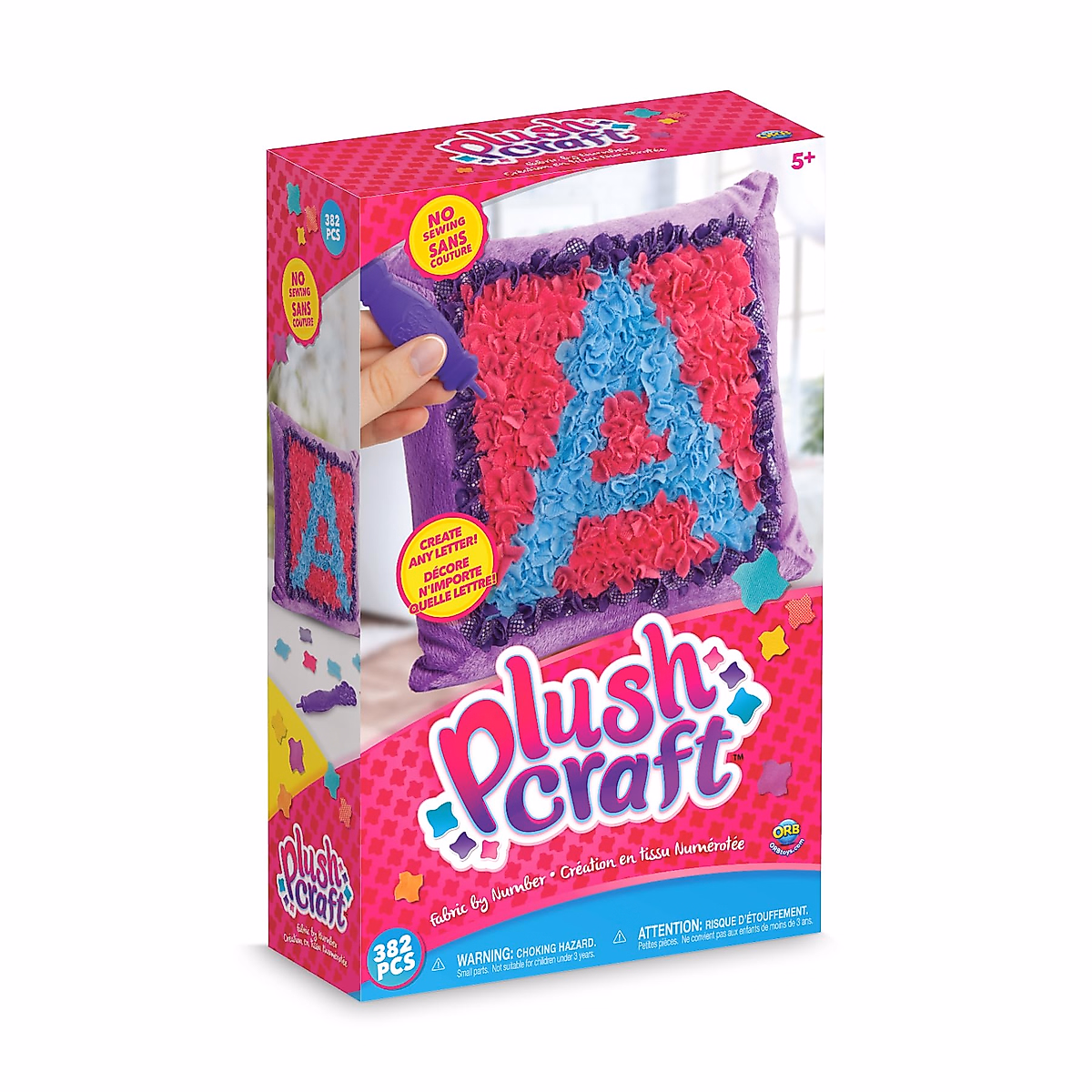 ORB Toys PlushCraft DIY Personalized Pillow - Perfect Craft and Gift for Boys and Girls - Mess Free and No Sewing Required