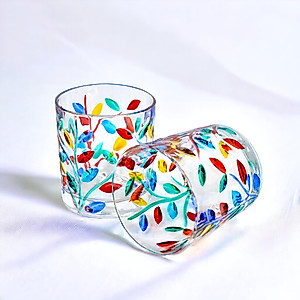 Italian Crystal Whiskey Glasses, 8 oz Glasses, Flowervine Design, Premium Scotch Glasses, Old Fashioned Drinking Glassware, Tumbler for Scotch, Cocktail, Liquor, Home Bar, (SET OF 2).