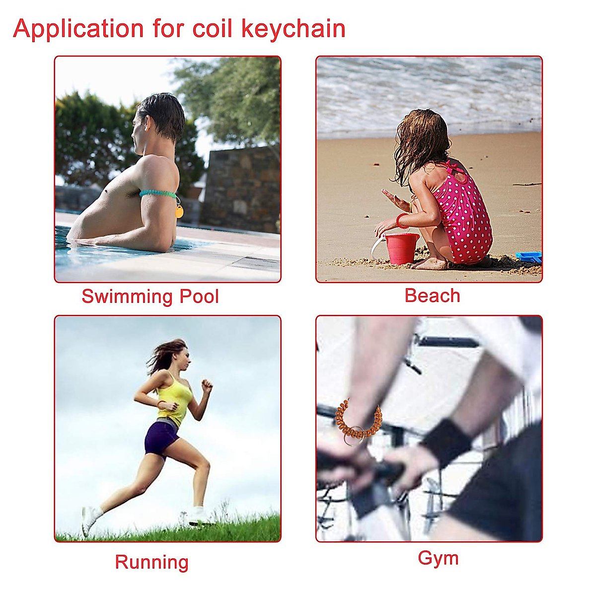 BIHRTC Pack Of 5 Colorful Spring Spiral Coil Keychain Coil Bracelets Stretchy Keychain Key Chain Bracelet Wrist Coil Key Chain Wrist Band Key Ring Wrist Key Holder Keychain Wrist Random Color