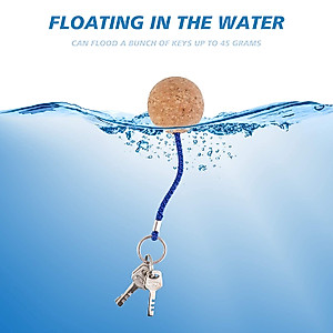 QKURT 4 PCS Floating Cork Ball Keyrings, 53mm Wooden Float Key Ring Lightweight Key Float Water Sport Accessories for Surfing Swimming Diving Fishing Sailing Boat