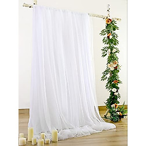 White Tulle Backdrop Curtains for Baby Shower Parties Wedding,3 Layer Sheer Photo Drape Backdrop for Photography Props 5 ft X 7 ft