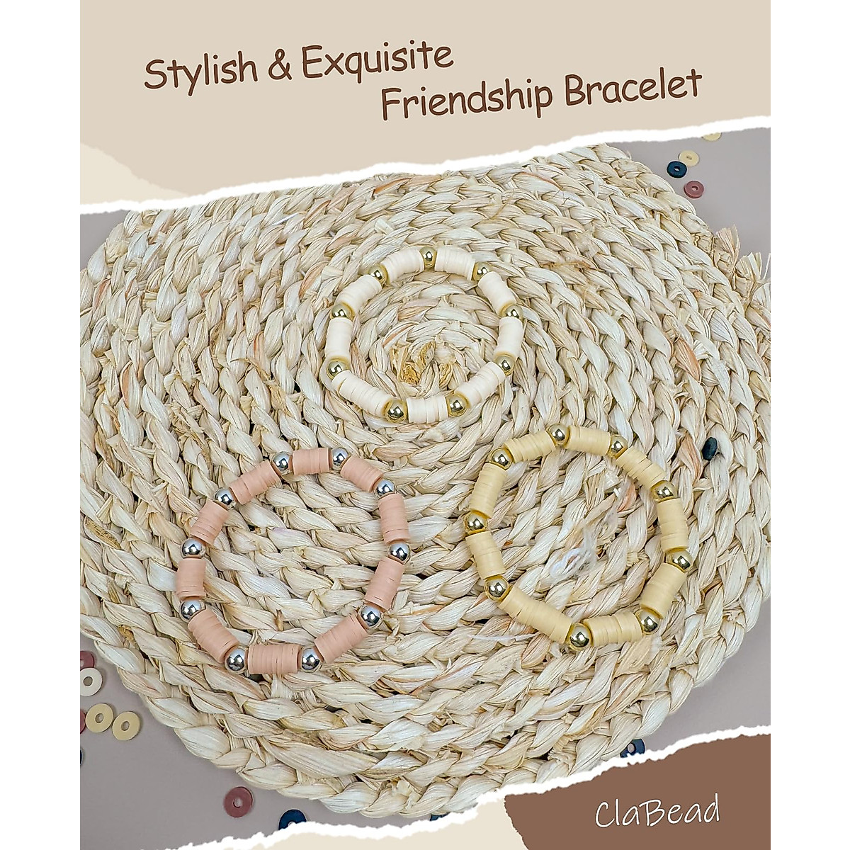 ClaBead Bracelet Making Kit 3200Pcs, Clay Beads Bracelet Kit with Gold Beads and Sliver Beads, Swift Friendship Beads Bracelet Kit for Bracelets Making (Earth Tone)