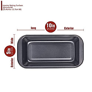 KITESSENSU Bread Pan, Nonstick Loaf Pan with Easy Grips Handles, Carbon Steel Loaf Pans for Baking, Bread Pans for Homemade Bread, Brownies and Pound Cakes, Set of 2, Gray