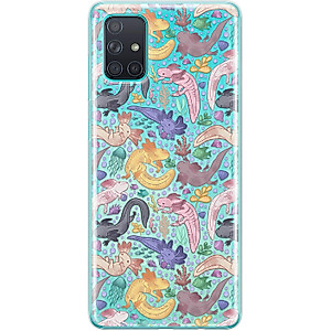 TPU Phone Case Compatible with Samsung A72 A71 5G A70 A51 A50 A32 A21 A11 A12 A13 A14 A01 Sea Ocean Animals Pastel Durable Clear Adorable Cute Axolotl Silicone Lightweight Protective Cover Soft
