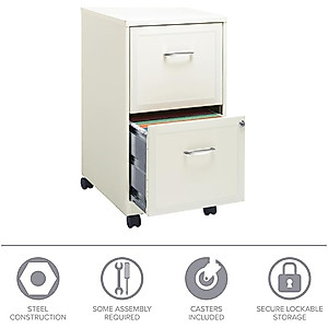 Scranton & Co 2 Drawer Steel Mobile File Cabinet in Pure White