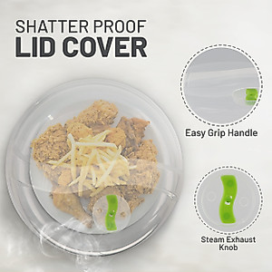 Microwave Cover for Food, Microwave Splatter Proof Plate Guard, Microwave Lid Food Cover for Microwave Oven with Steam Vents, Clear Dishwasher Safe BPA Free Plastic, 10 Inch – By RamPro