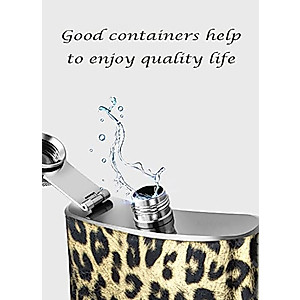 Liquor-Flasks for Women - Stainless-Steel Cute Print-Leopard Liquor-Flasks Leak-Proof with Funnel Set 7 OZ (Leopard)