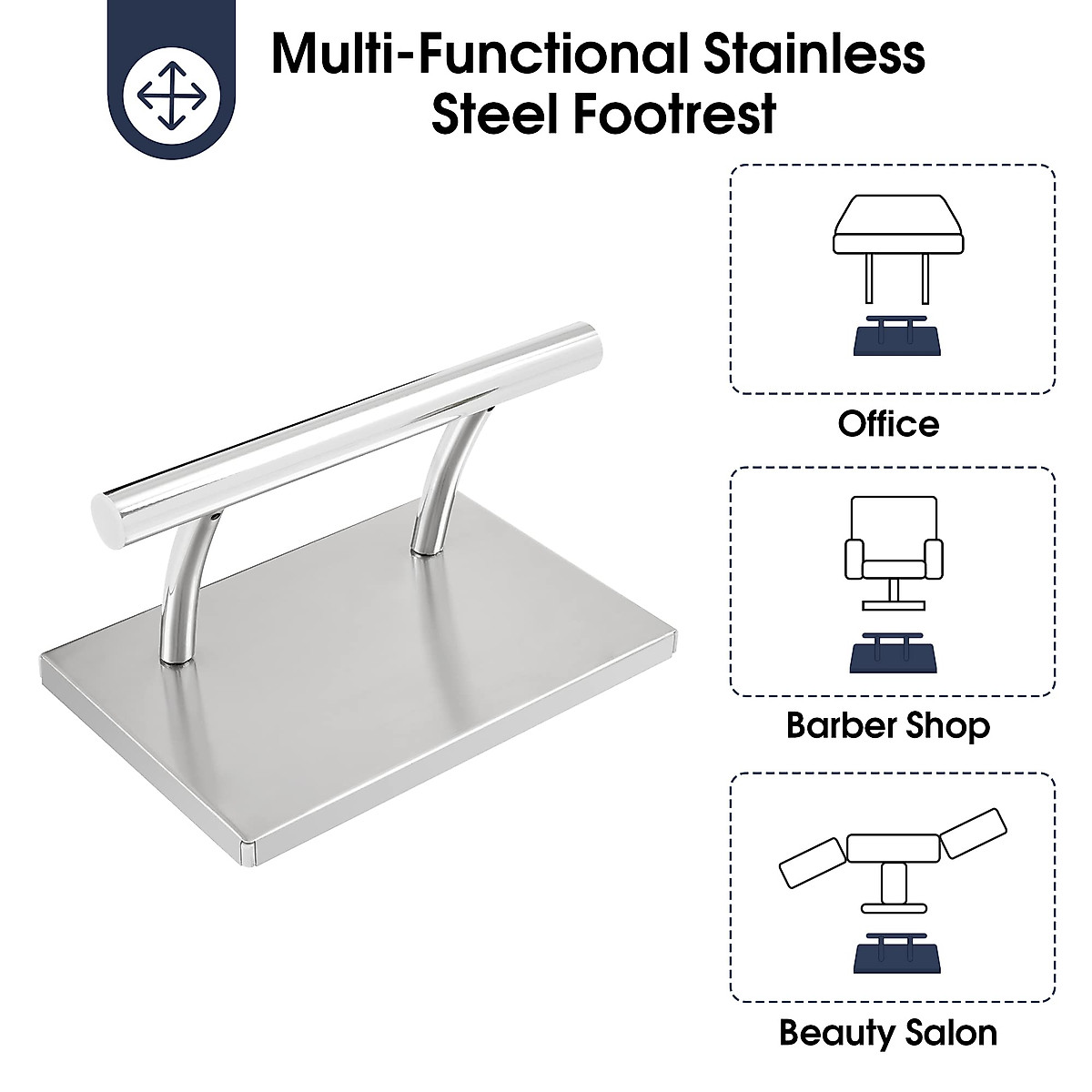 BarberPub Stainless Steel Footrest Barber Chair Foot Rest Parts for Hairdressing Salon Beauty Spa Equipment FOT01 (Silver)
