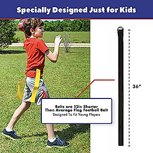 Flag Football Set Kids – Premium 14 Player, 62 Piece Kids Belts and Flags Kit Includes 3 Flags Per Belt Plus a Bonus 6 Replacement Flags